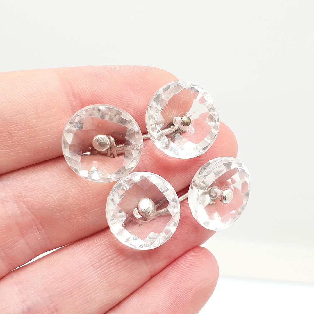 Antique Victorian Rock Crystal Cuff Links Solid Silver Cufflinks ...