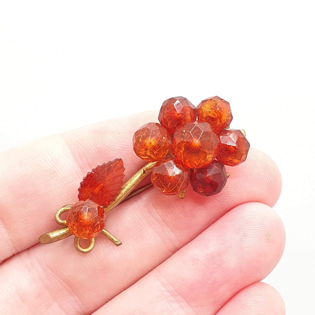 Antique Victorian Amber Brooch Flower Hand Carved Baltic Genuine Real ...