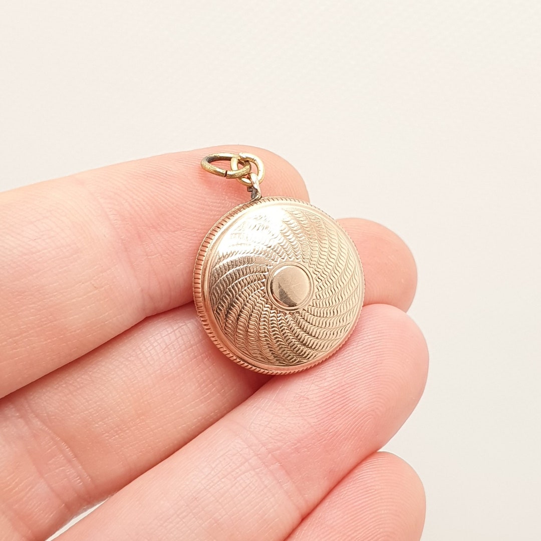 Antique 9ct Rose Gold Locket All Solid 9k 375 Pendant Engine Turned ...