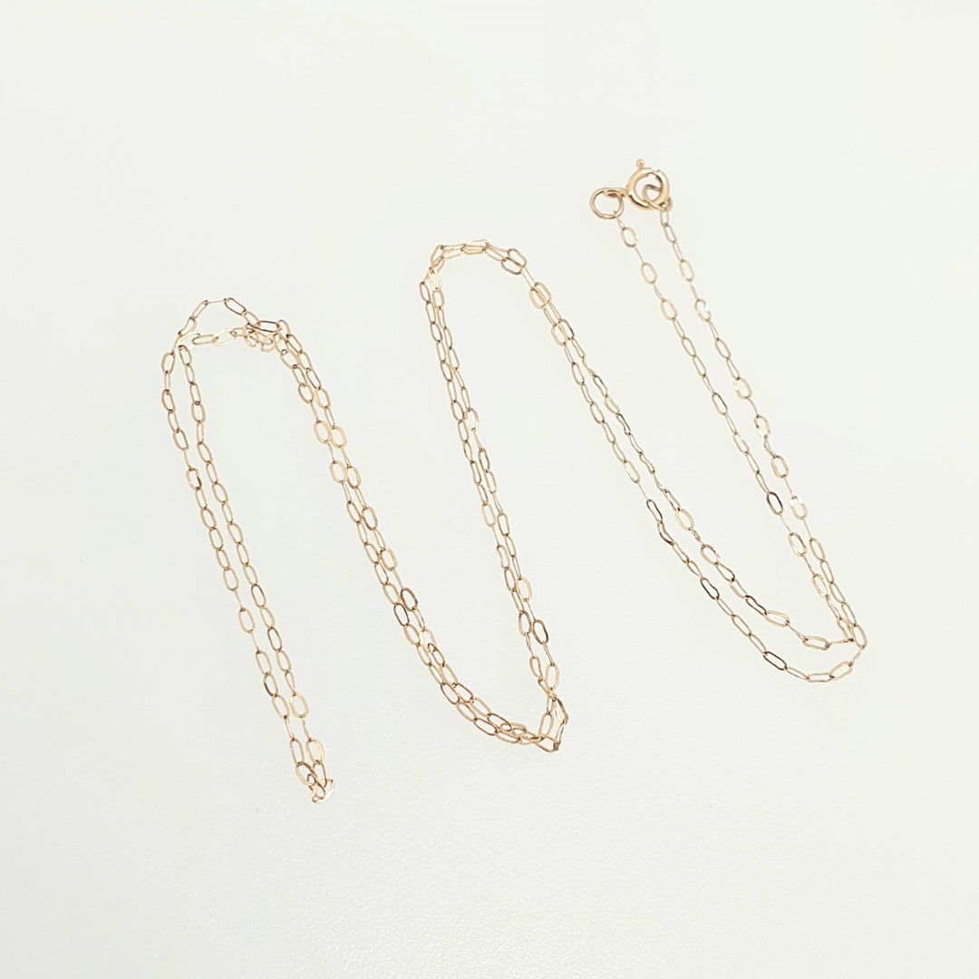 Vintage 9k 9ct 375 Gold Chain Necklace Fine Cable Link 41cm 16.1 0.37g ...