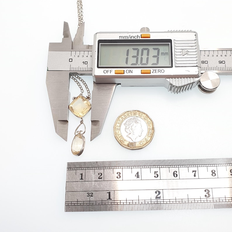 Antike Massiv Silber Citrin Anhänger Halskette Quarz Edelstein ...