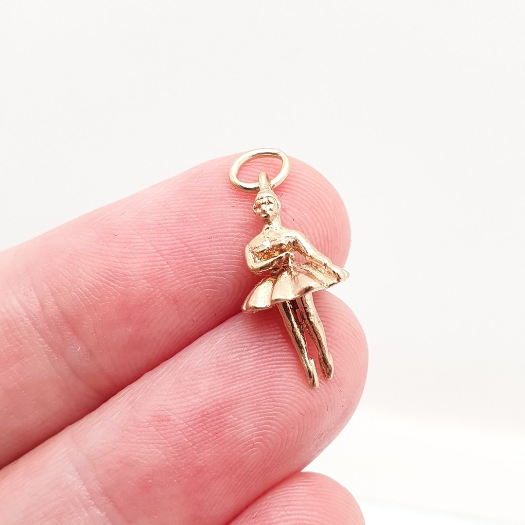 Vintage 9ct 9k Gold Ballerina Charm Bracelet Necklace Pendant Solid 375 ...