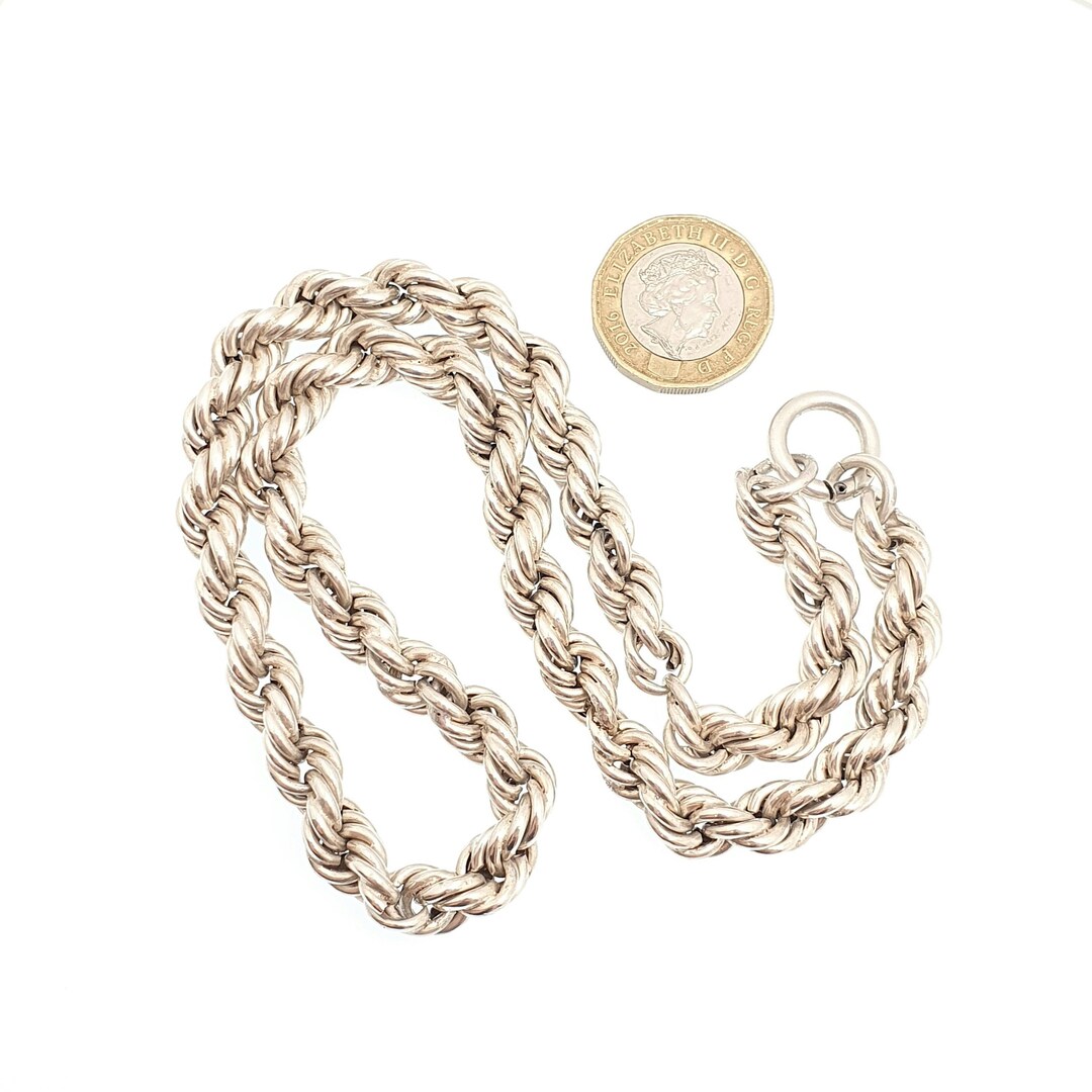 Antique Victorian Solid Silver Chain Necklace Thick Rope Link Heavy ...