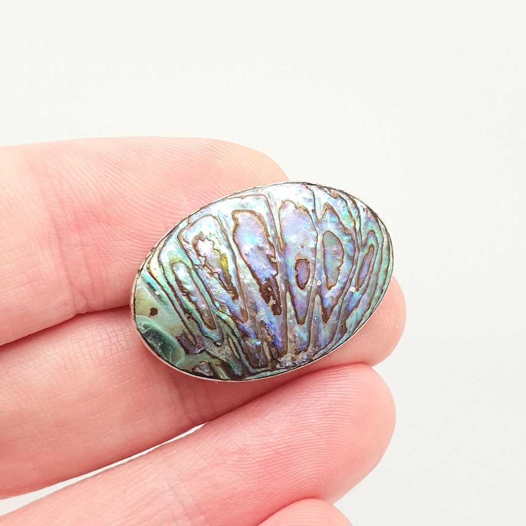 Antique Sterling Silver Abalone Shell Brooch Pin Oyster Clam Shape ...