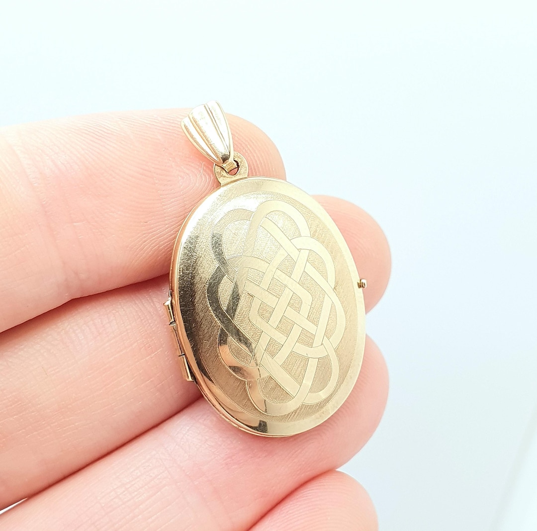 Vintage Solid 9ct 9k Gold Locket Celtic Knot Oval All 375 9 Carat Gold ...