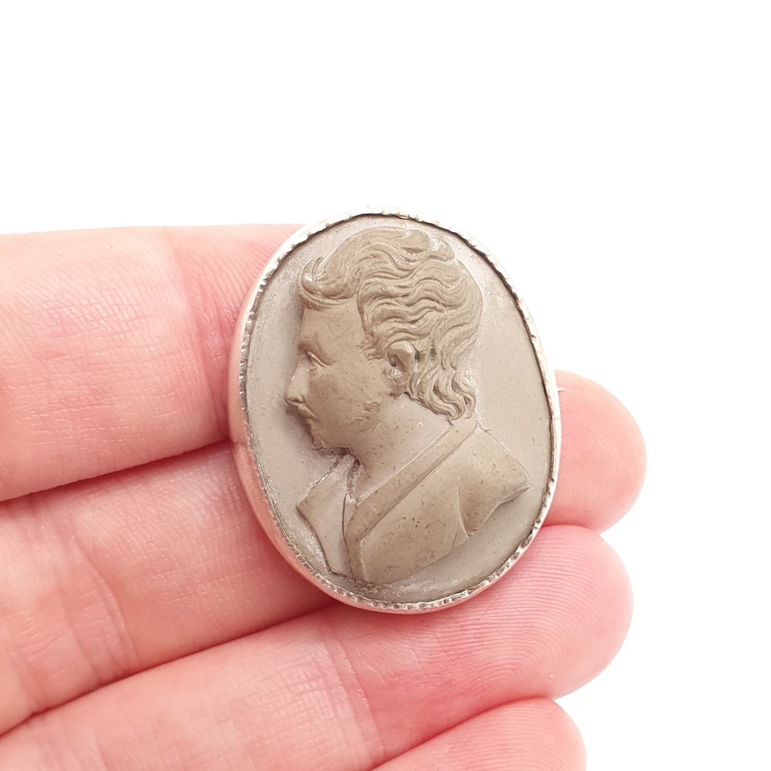 Antique Napoleon Lava Cameo Brooch Solid Silver Bonaparte I 1st Hand ...
