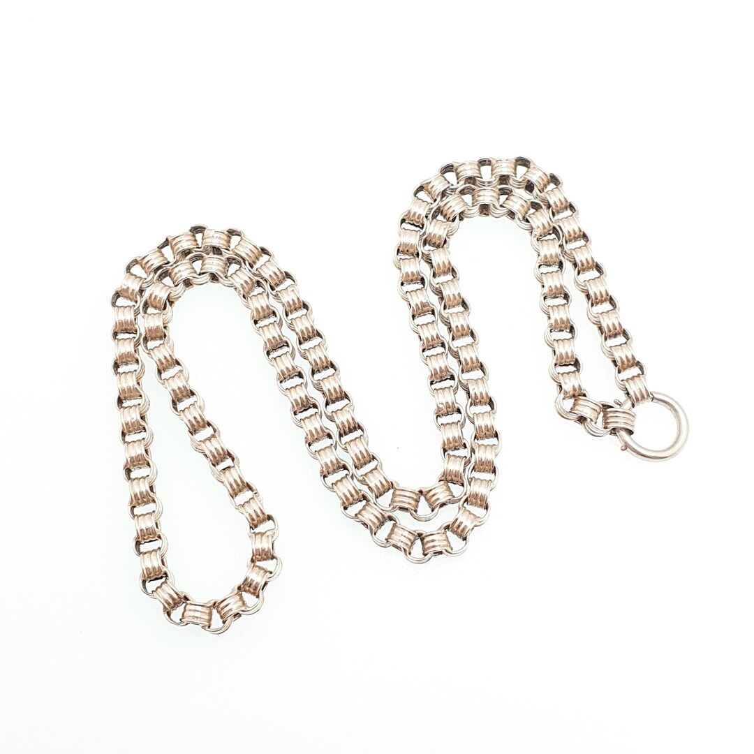 Antique Victorian Solid Silver Belcher Chain Necklace 48cm 18.9 15.52g ...