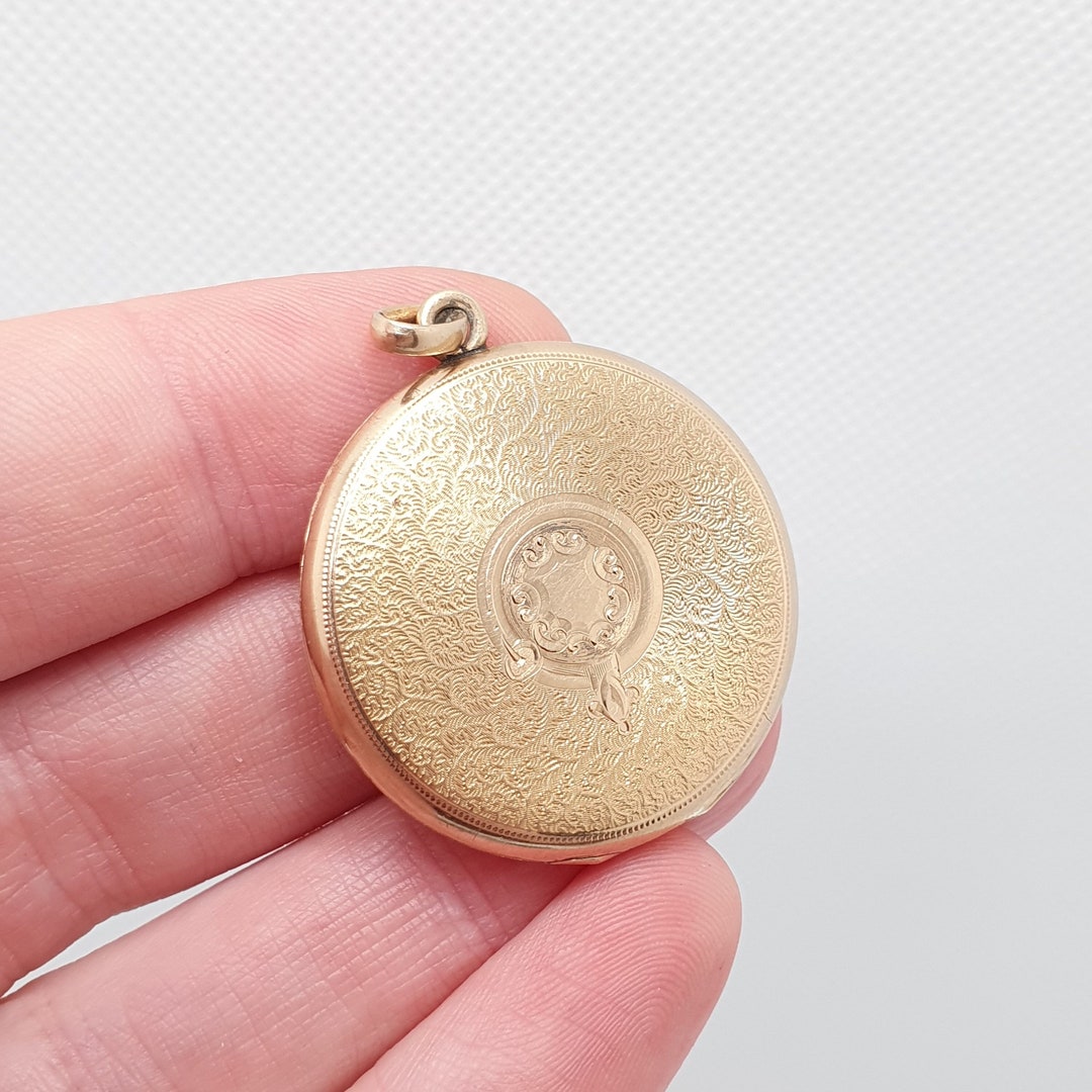 Antique Gold Shell ELGIN Locket Necklace Pendant Cased Thick Rolled ...