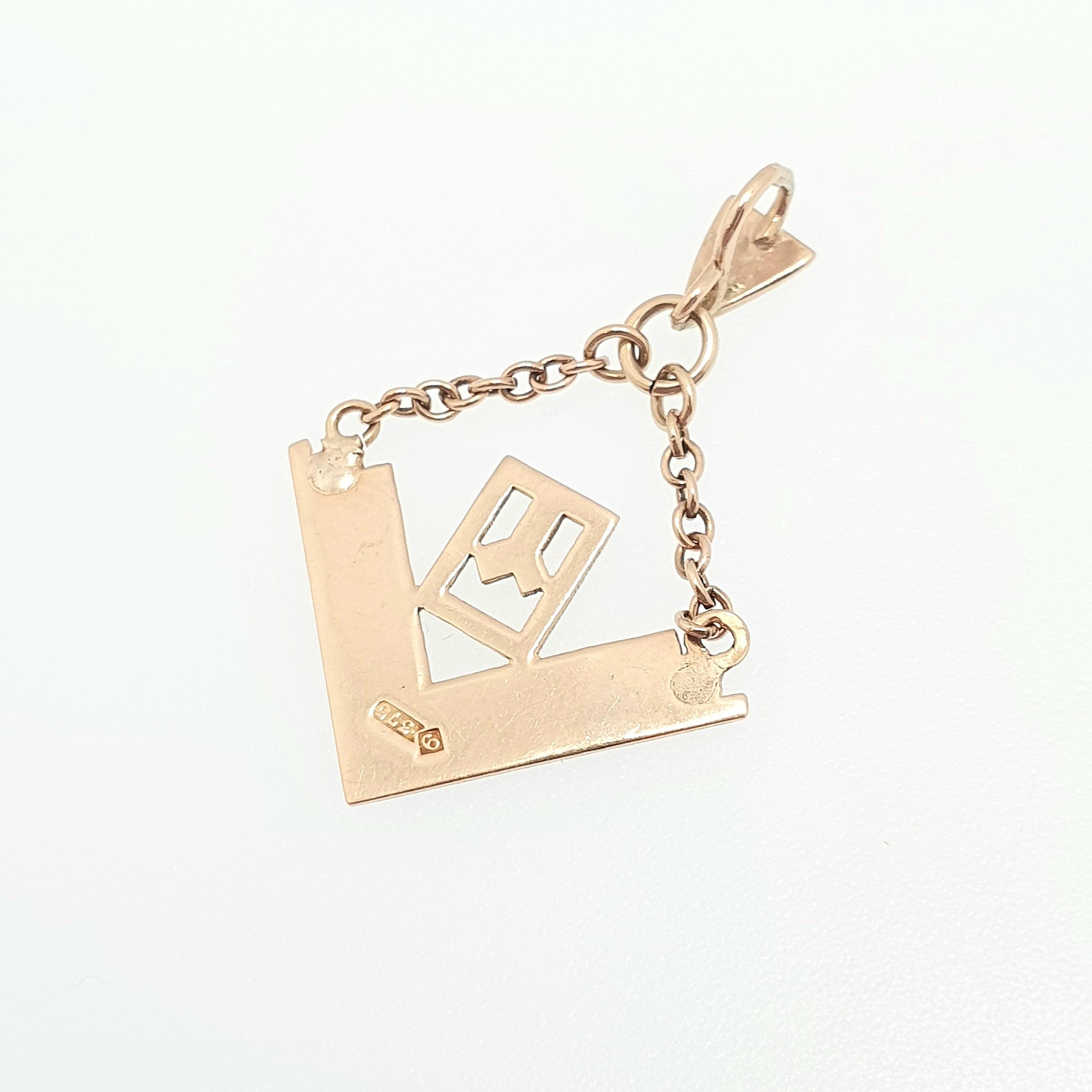 Vintage 9ct Gold Past Masters Jewel Masonic Fob Pendant Necklace ...