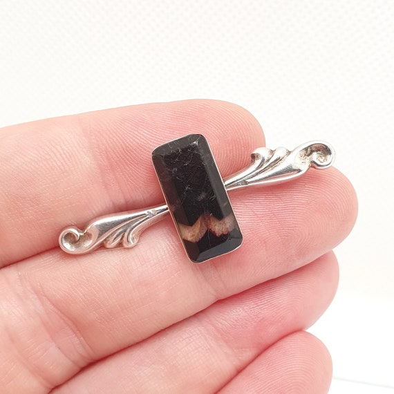 Antique Blue John Sterling Silver Brooch Bar Pin Very… - Gem