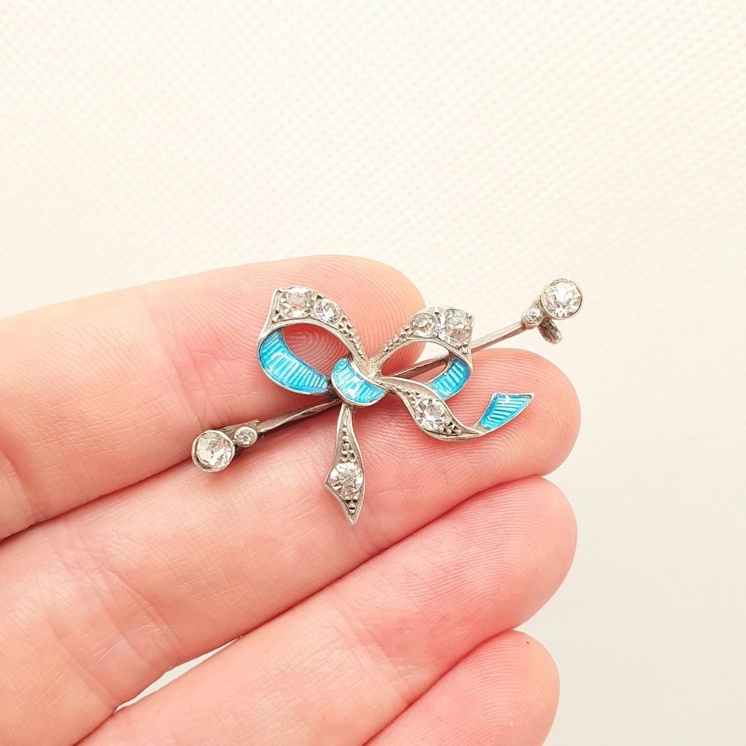 Broche vintage victorienne ancienne en pâte de diamants en argent ...