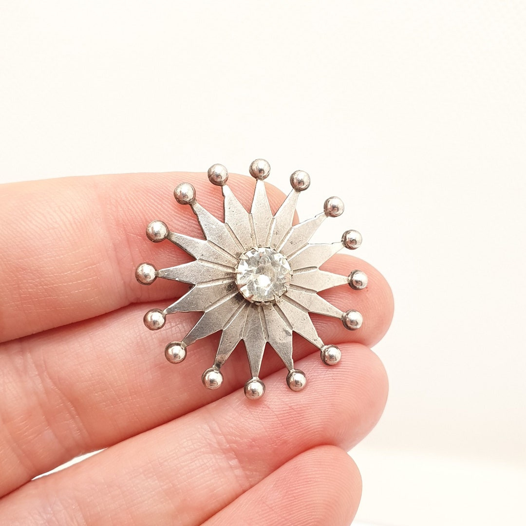 Antique Victorian Sterling Silver Diamond Paste Star Brooch 1800s Large ...