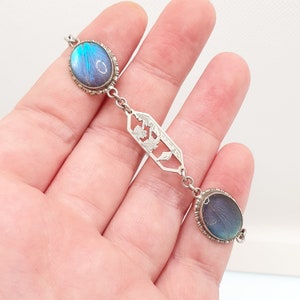 Antique Art Deco Sterling Silver Butterfly Wing Bracelet TLM Hand Blue ...