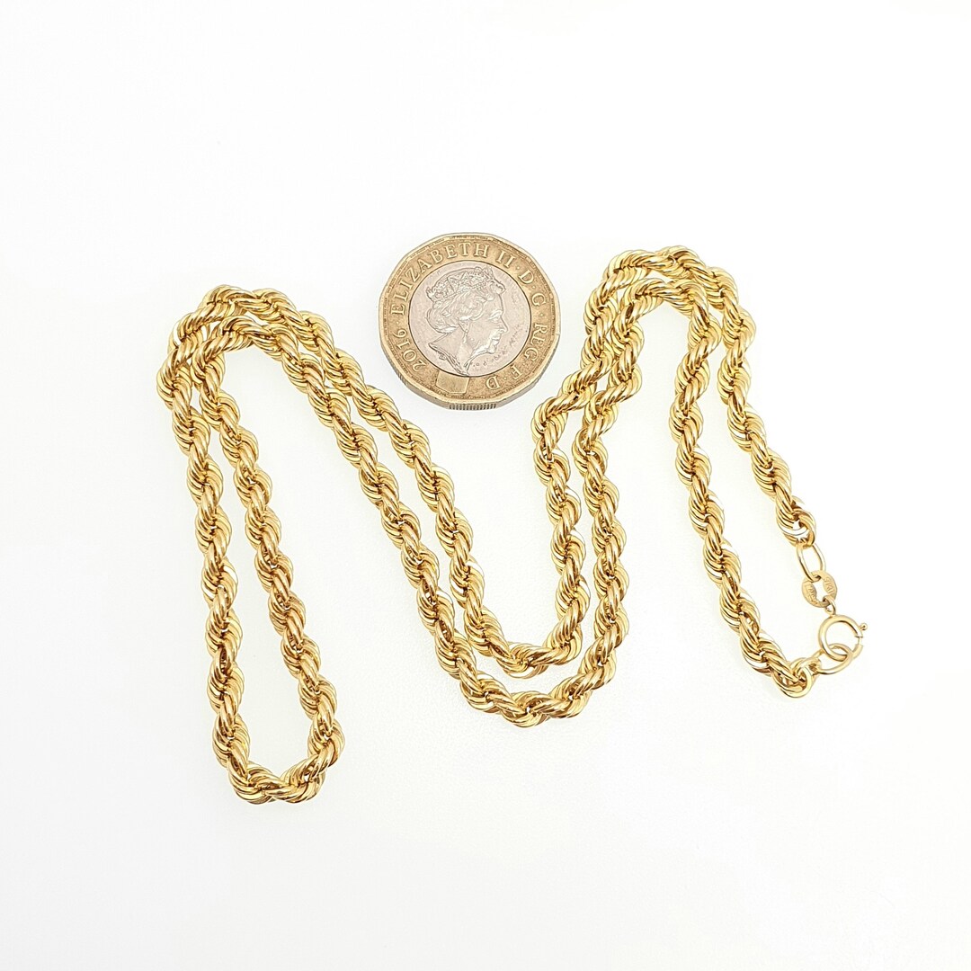 Vintage 9ct 375 Gold Chain Necklace Rope Link Twist Helix 51cm 20" 7 ...