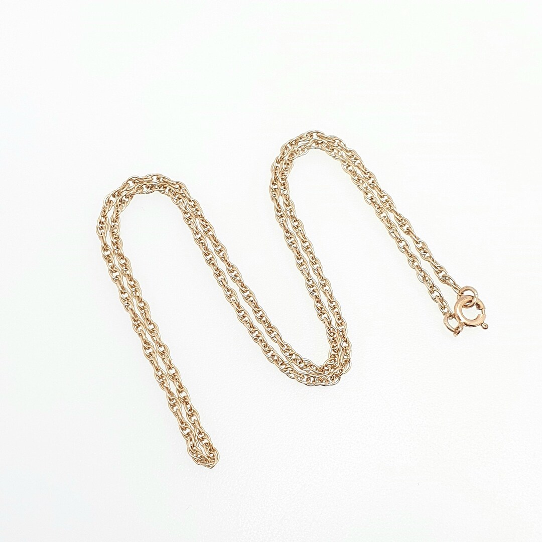 Vintage 9k 9ct Gold Chain Necklace Yellow Rope Link 41cm 16.1" 3.83g Twisting Helix Twist Solid ...