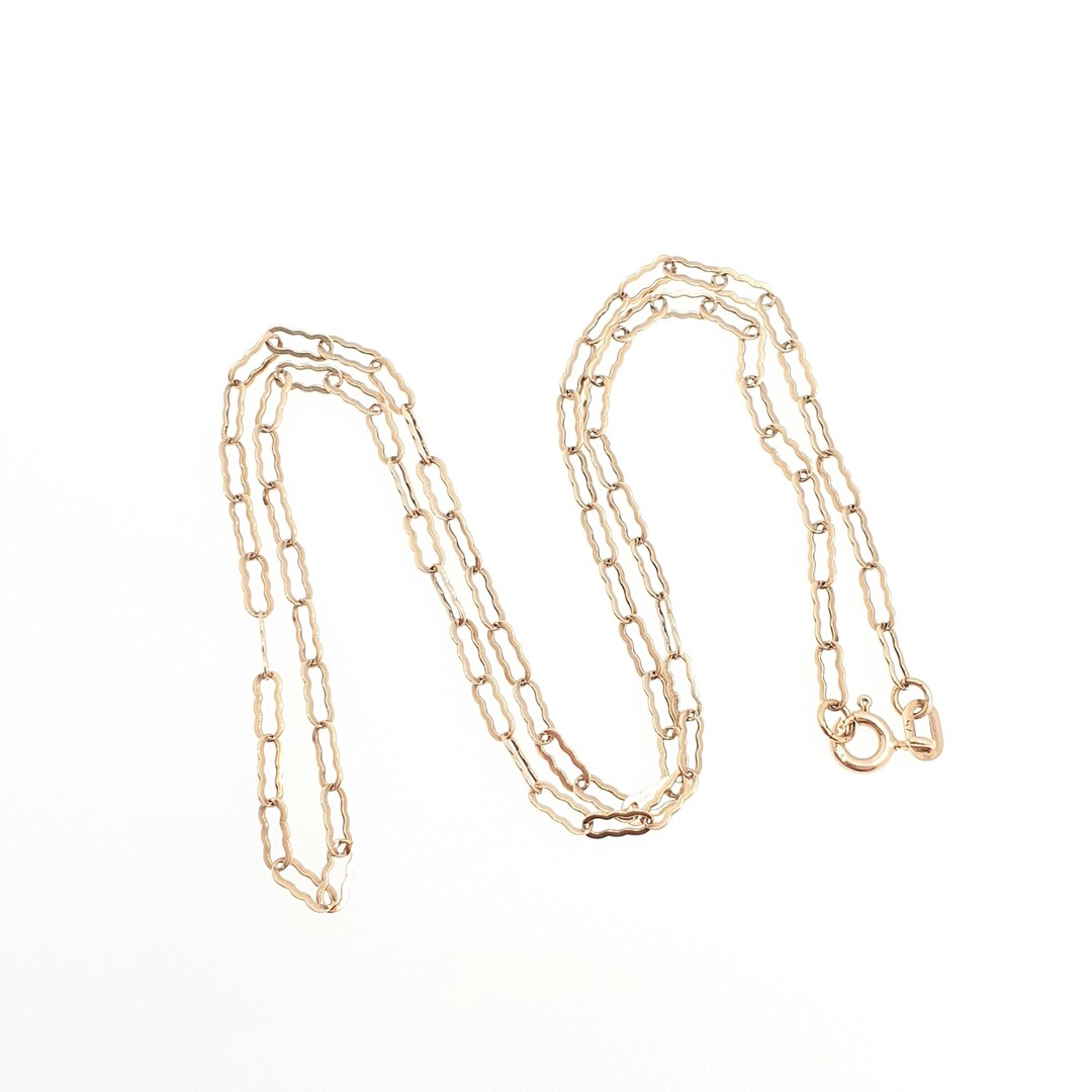 Vintage 9ct 9k Gold Chain Necklace Frilled Staple Link 41cm 16.1" 2.26g ...