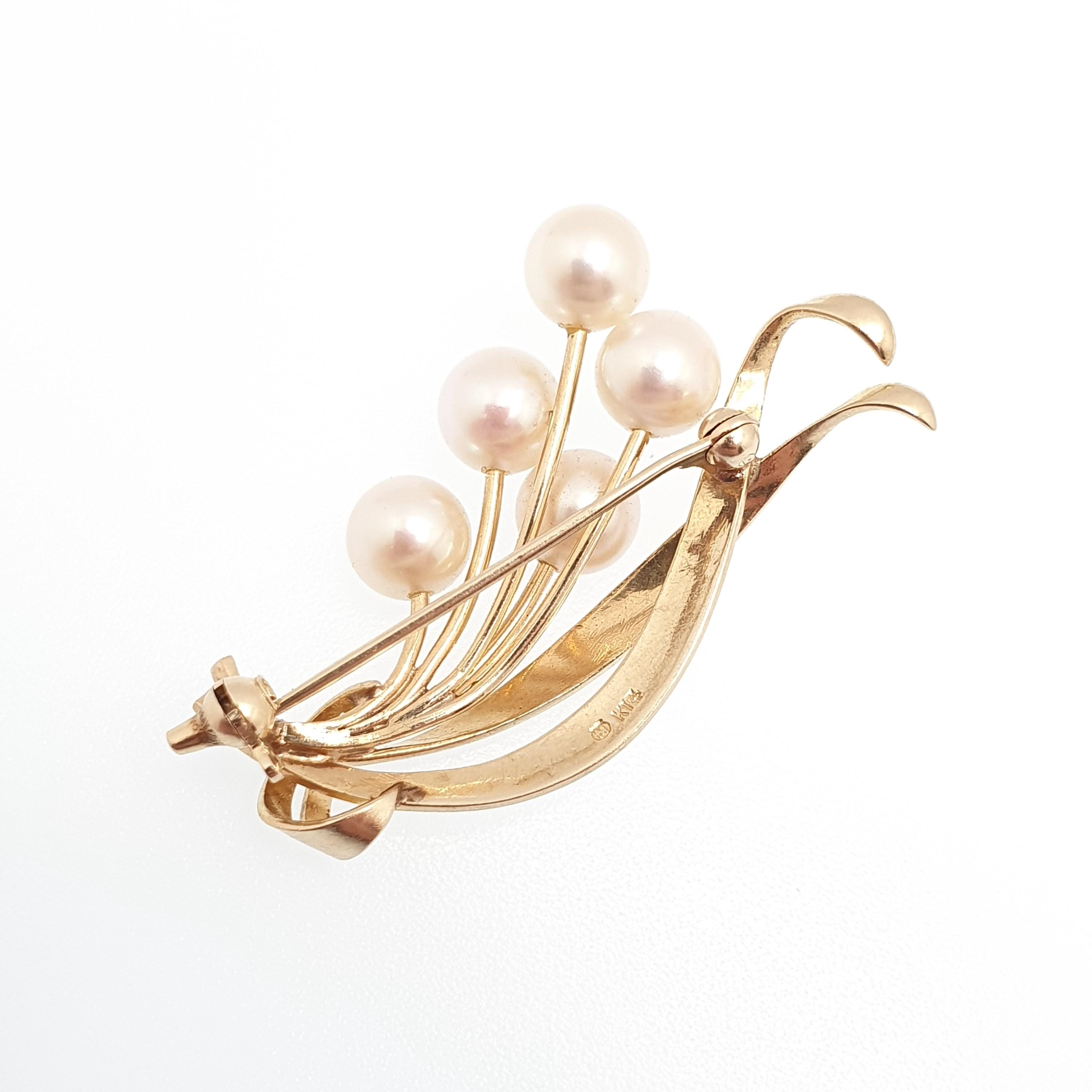 Vintage MIKIMOTO 14k Gold Pearl Brooch Pin Solid 14kt 585 Vintage MIKIMOTO 14k Gold Pearl Brooch Pin Solid 14kt 585