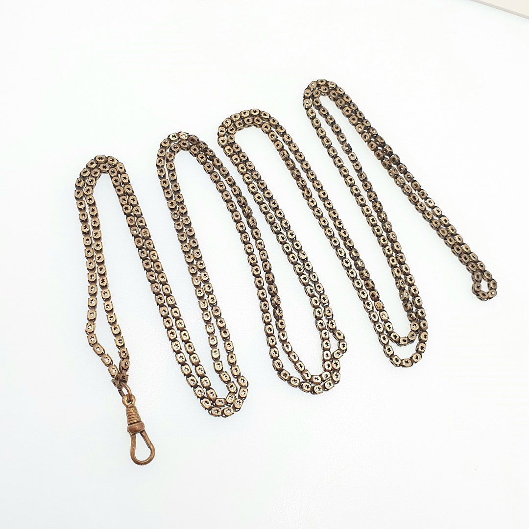 Antique Victorian Muff Chain Necklace Popcorn Link Dog Clip - Etsy