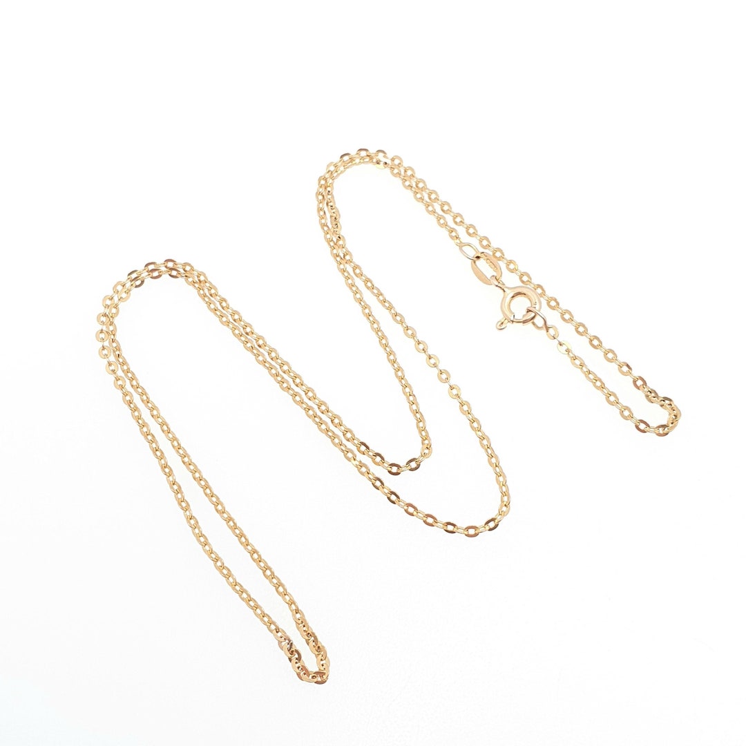 Vintage 9k 9ct Gold Chain Necklace Cable Trace Link 47cm 18.5" 1.74g ...