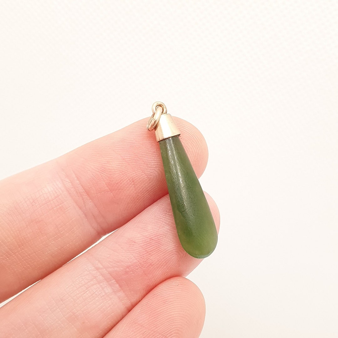 Antique Victorian 9ct 9kt Gold New Zealand Jade Necklace Pendant New ...
