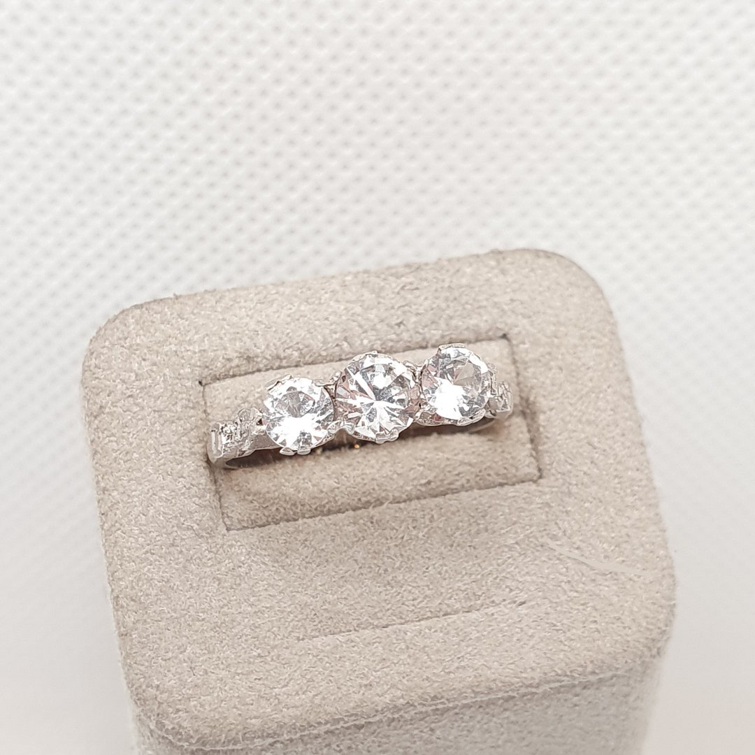 Antique 9ct Gold White Spinel Ring Sterling Silver Setting Solid 9k 375 ...