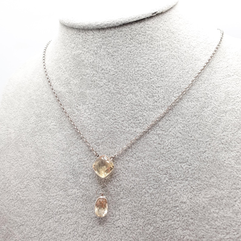 Antike Massiv Silber Citrin Anhänger Halskette Quarz Edelstein ...