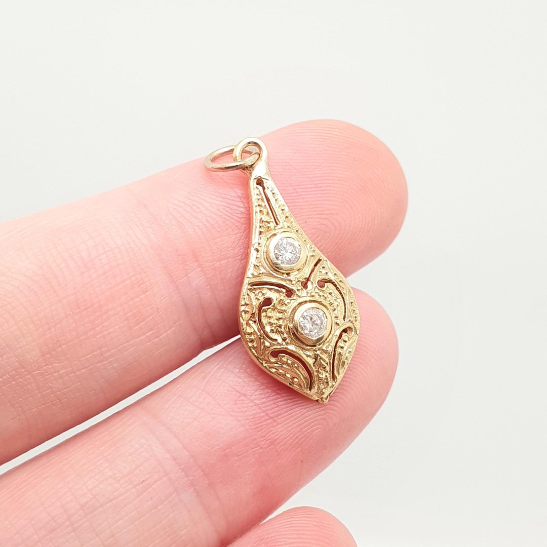 Vintage 18ct Gold Diamond Pendant French Necklace Solid 750 18k 18kt ...