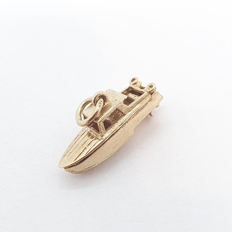 Vintage 9ct Rose Gold Speedboat Fishing Boat Charm Pendant - Etsy