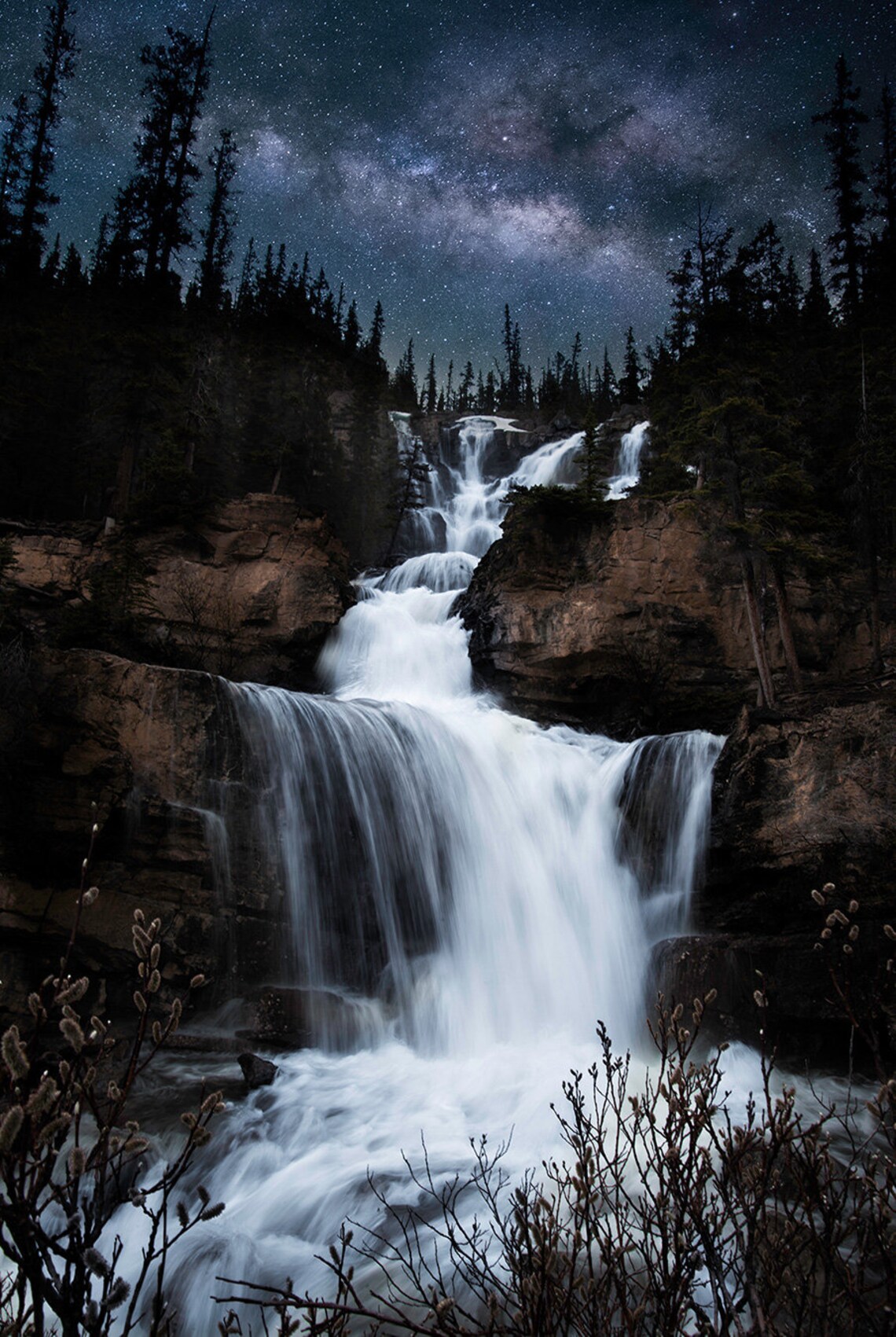 Milky Way Waterfall Canvas Print Night Sky Wall Art Dark - Etsy España