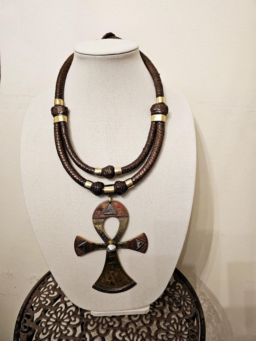 Brass Ankh With Leather Necklace (unisex) - Etsy