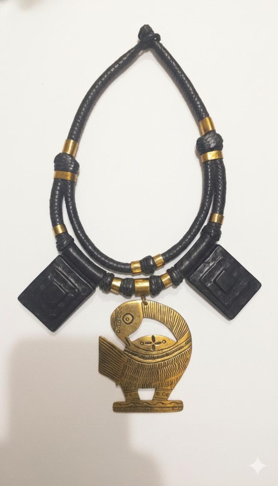 Brass Sankofa and Leather Necklace - Etsy