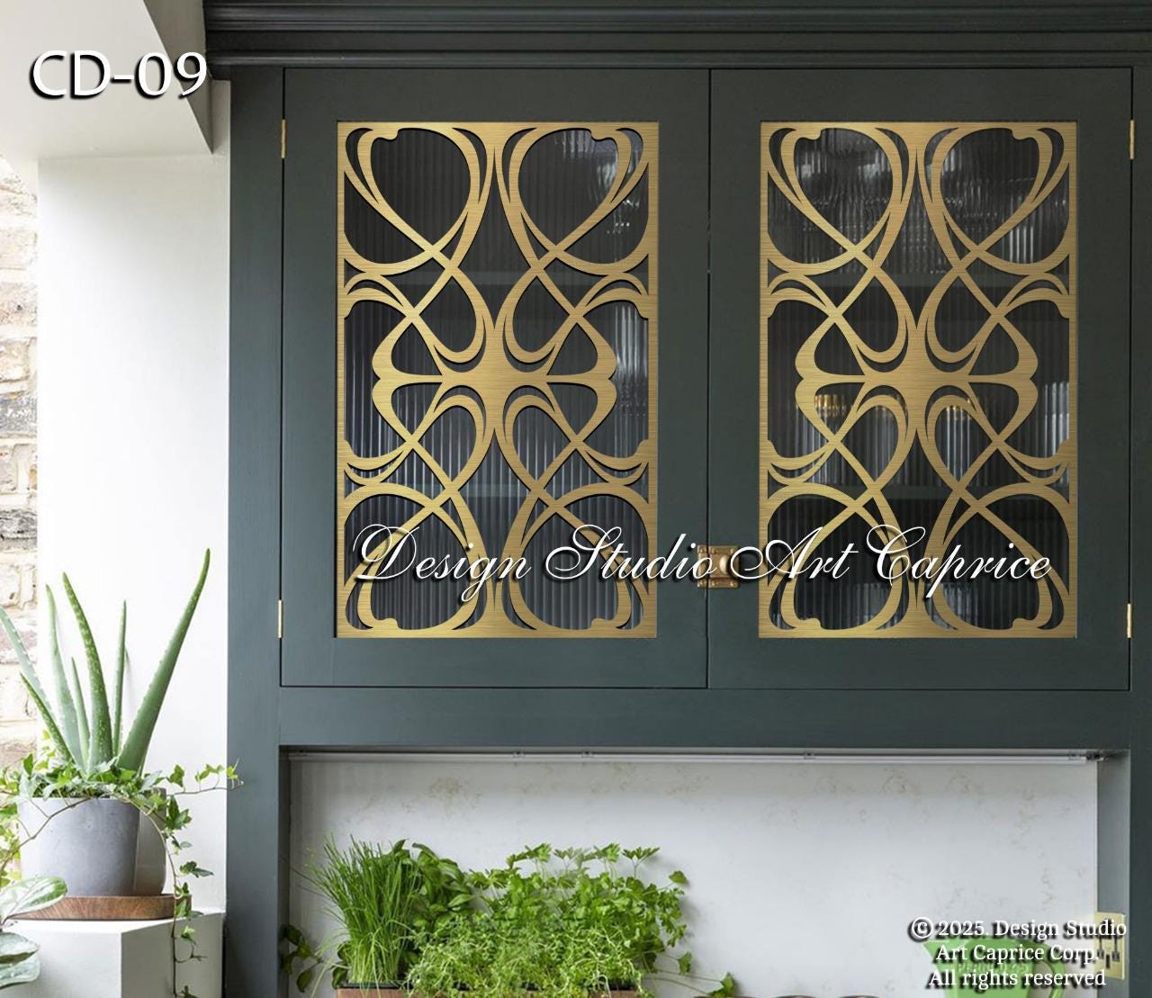 Art Nouveau/kitchen & Wine Cabinet Metal Mullion Inserts/ Furniture ...