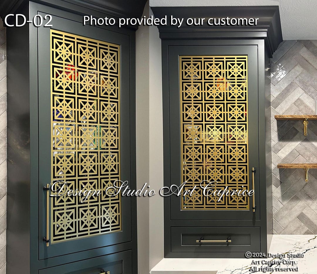 Kitchen & Wine Cabinet Metal Mullion Inserts/ Furniture Overlay ...