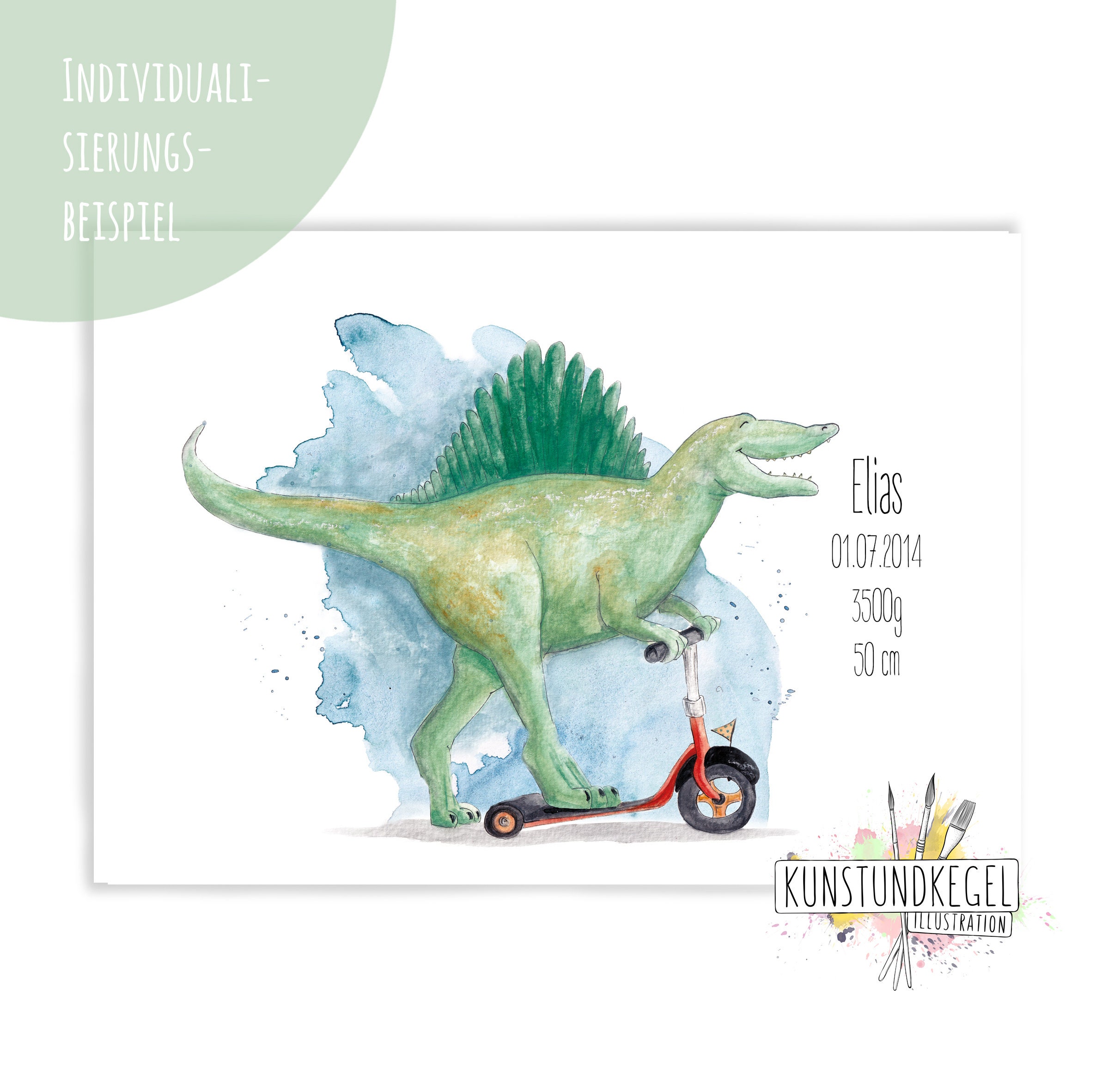 Customized art print Dimitri Dino nursery decoration dinosaur | Etsy