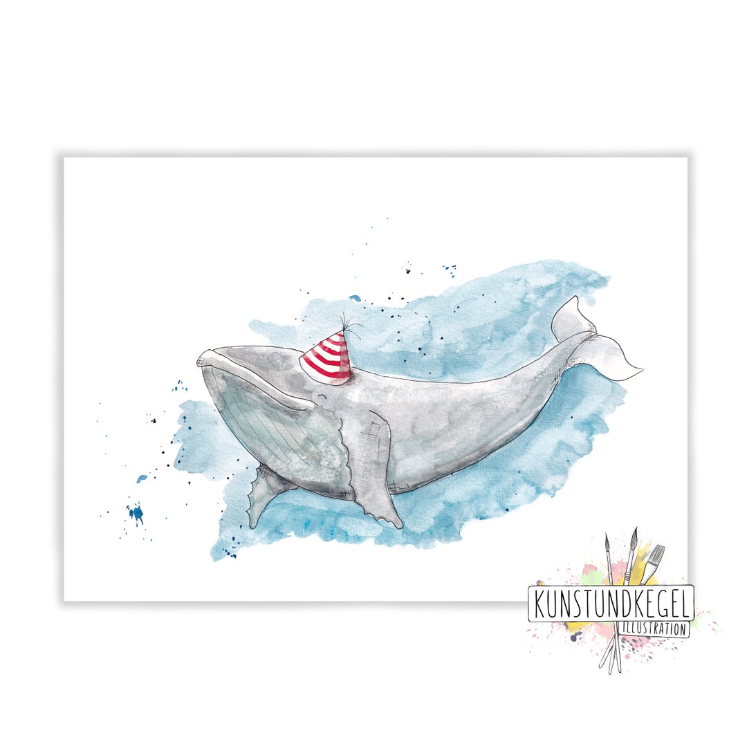 Benni Buckelwal Kunstdruck Kinderzimmer Deko Wal kunstundkegel Meer ...