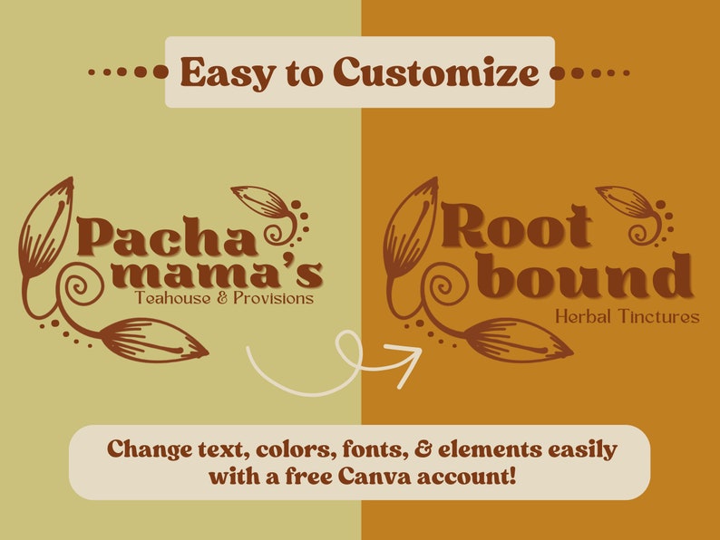 Earthy Bohemian Canva Logo Template | Natural Aesthetic Logo Suite ...