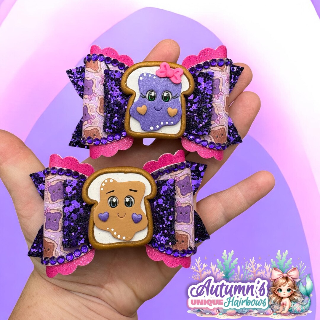 Peanut Butter & Jelly Hair Bows | PBJ | Pigtails | Hair Bows | Girls - Etsy