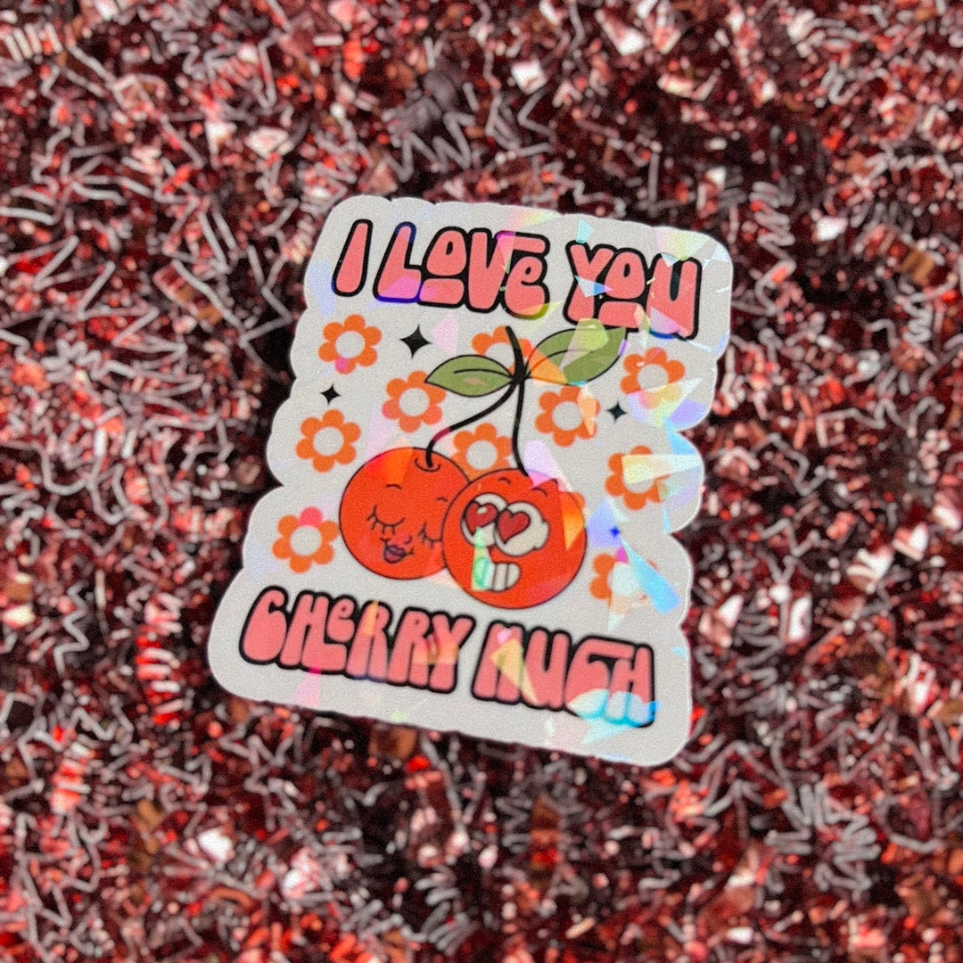 I Love You Cherry Much Hearts Sticker Romance Couple Anniversary ...