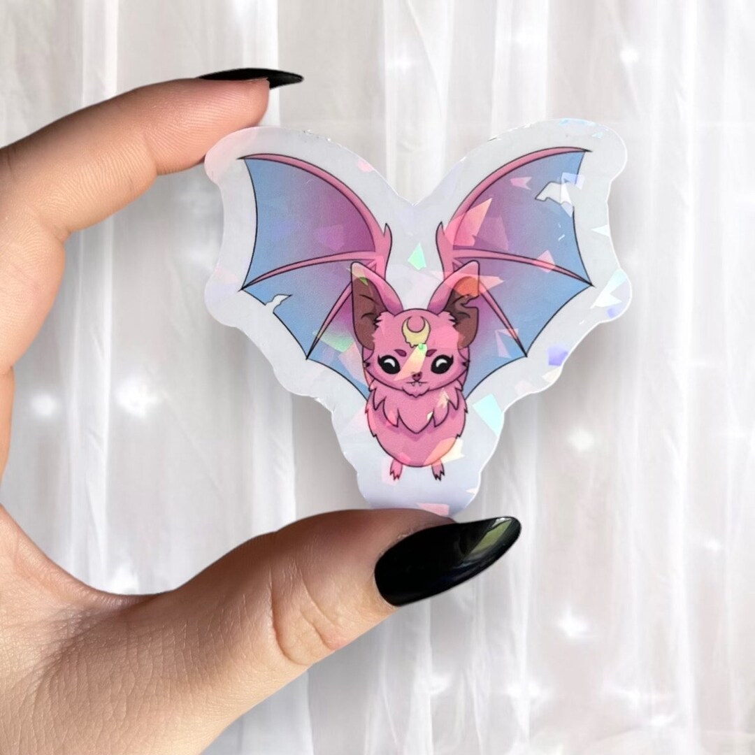 Kawaii Bat Cute Sticker Spooky Halloween Holographic Kindle Car Laptop ...