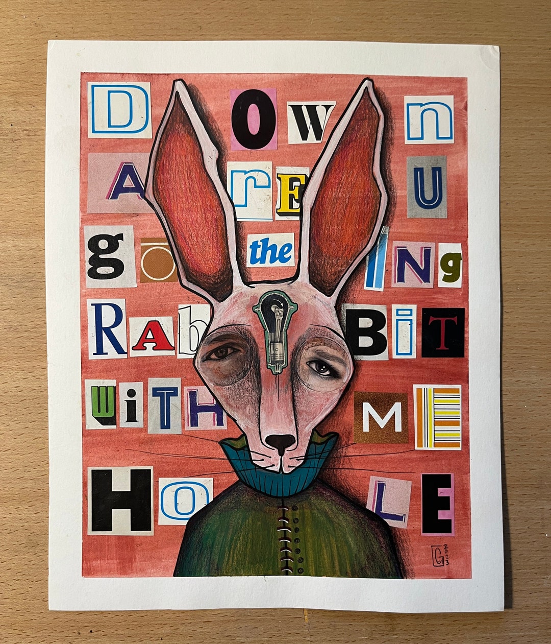 Original Mixed Media Rabbit Illustration - Etsy