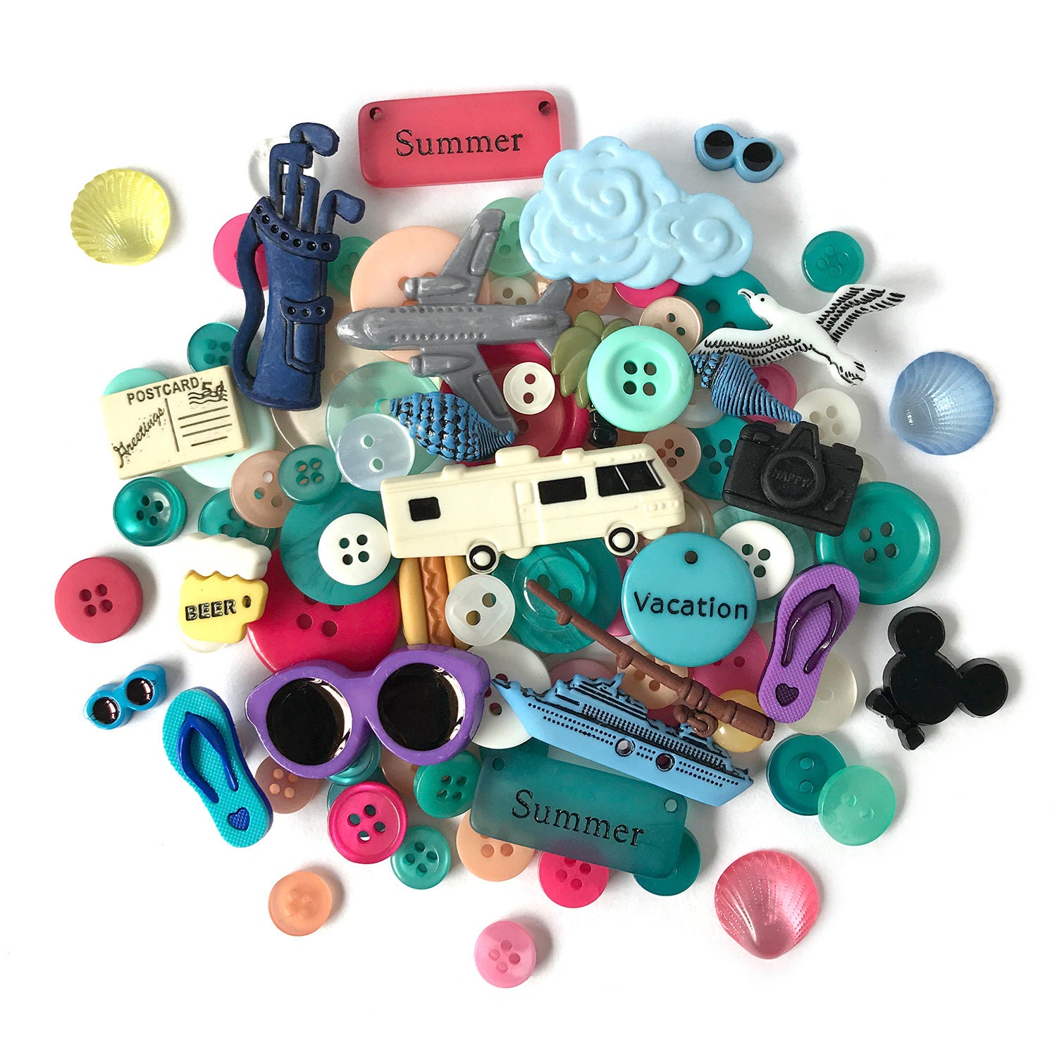 Buttons Galore 50 Summer Vacation Buttons - Value Pack for Craft ...