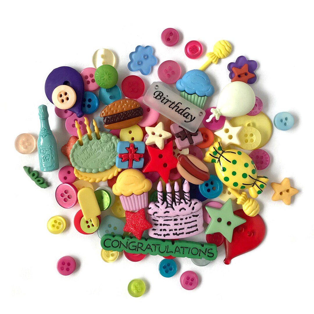 50 Celebration Buttons: Colorful Craft Embellishments for Birthday ...
