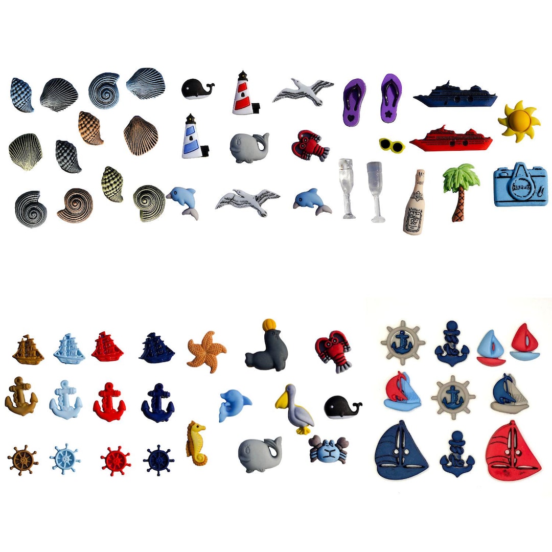 50+ Nautical Buttons Assortment for Sewing, Crafts & DIY Projects - 6 ...