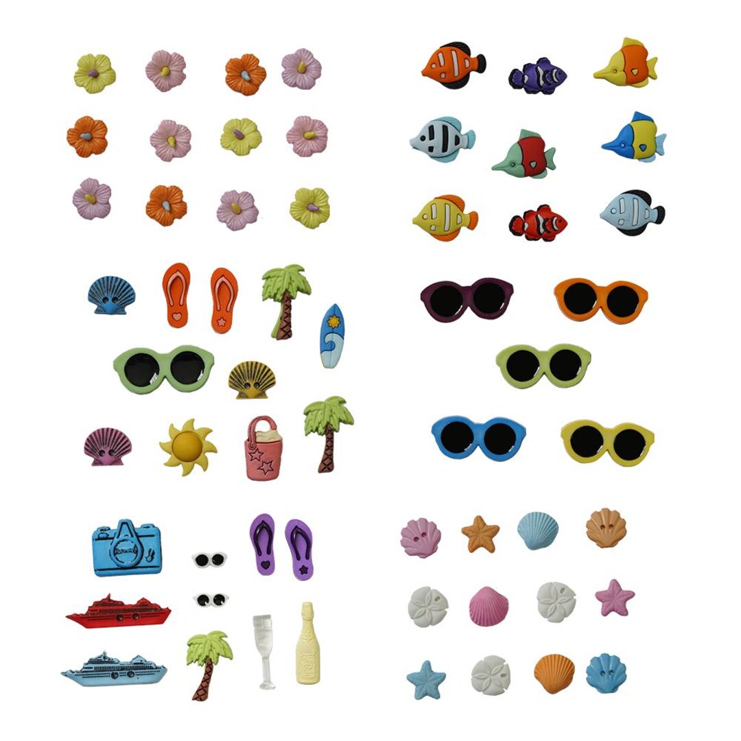 50+ Assorted Summer Buttons 3D Embellishments for Sewing, Knitting ...