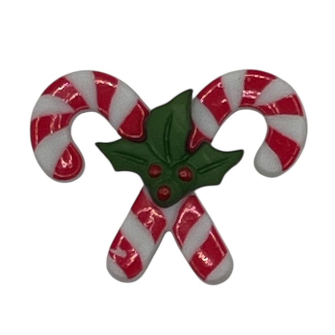 Festive Candy Cane & Holly Buttons - Christmas Craft Embellishments for ...