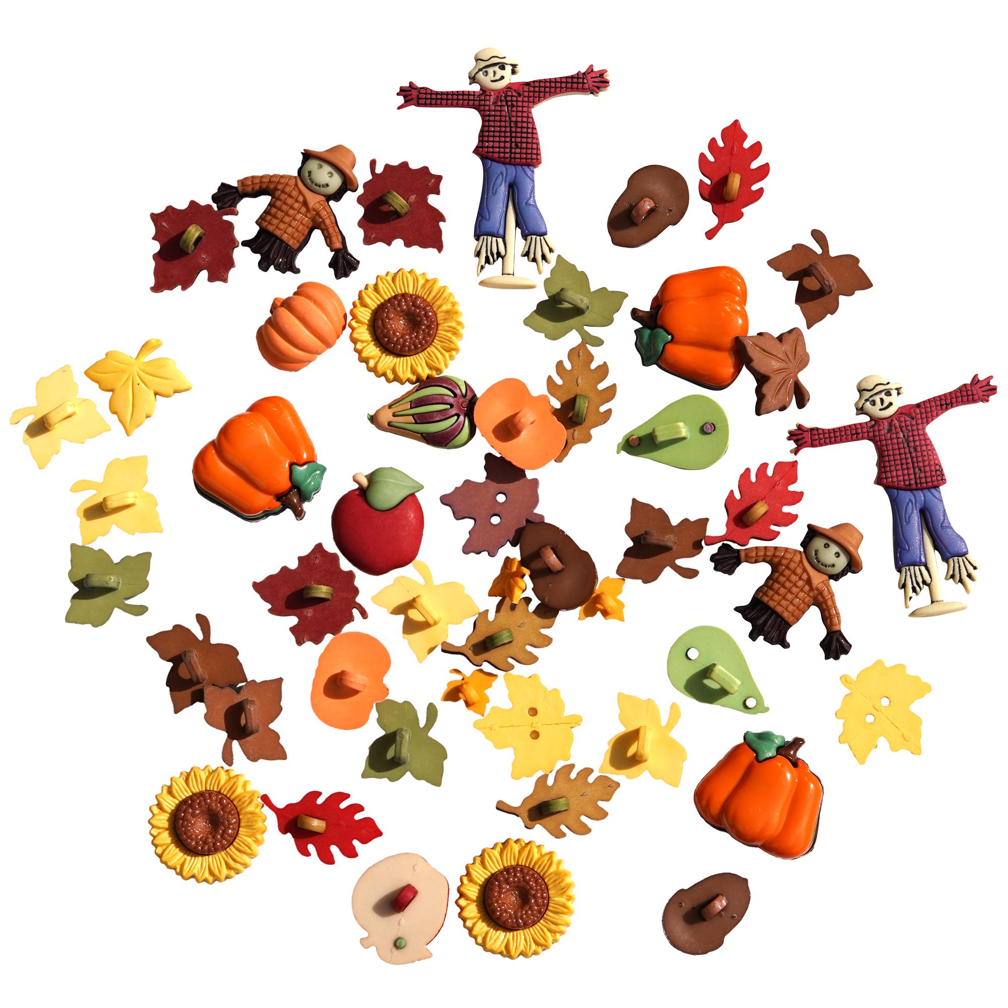 Buttons Galore 50+ Piece Fall Novelty Button Assortment - Fall, Pumpkin ...