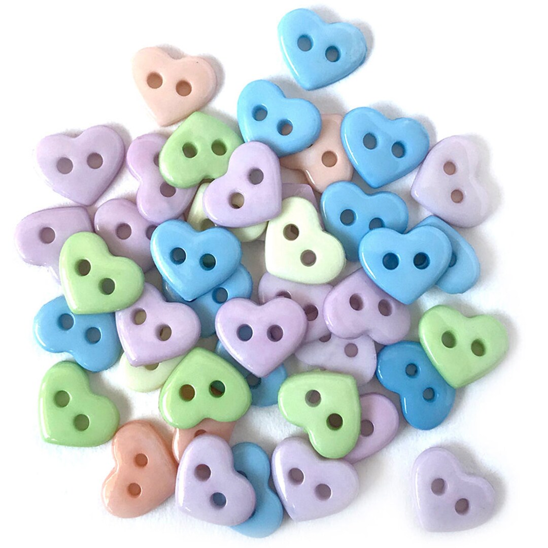 Buttons Galore Tiny Buttons for Sewing & Crafts - Pastel Hearts - 35 ...