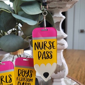 SET OF 6 Handmade Teacher Passes Hall Pass Nurse Pass Office Pass ...