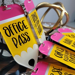 SET OF 6 Handmade Teacher Passes Hall Pass Nurse Pass Office Pass ...