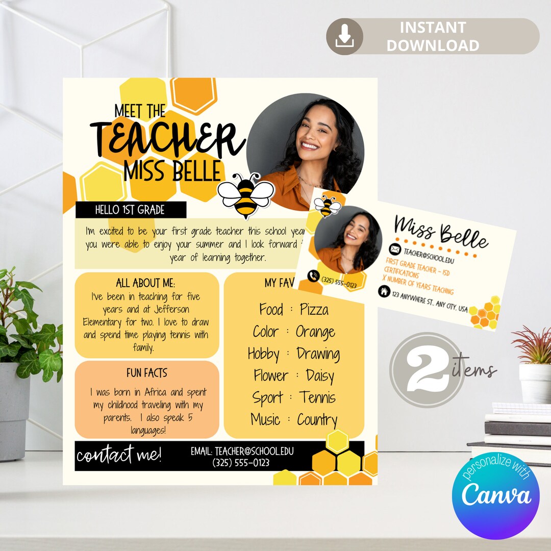 Bumblebee Meet the Teacher Digital Signature Back to School Editable ...
